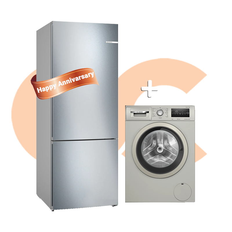 Refrigerator BOSCH 483 liter Silver Model KGN55VI2E9 +Bosch Washing ...